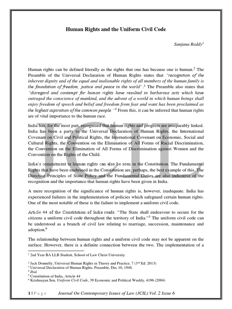 Human Rights & Uniform Civil Code | PDF | Human Rights | Rights