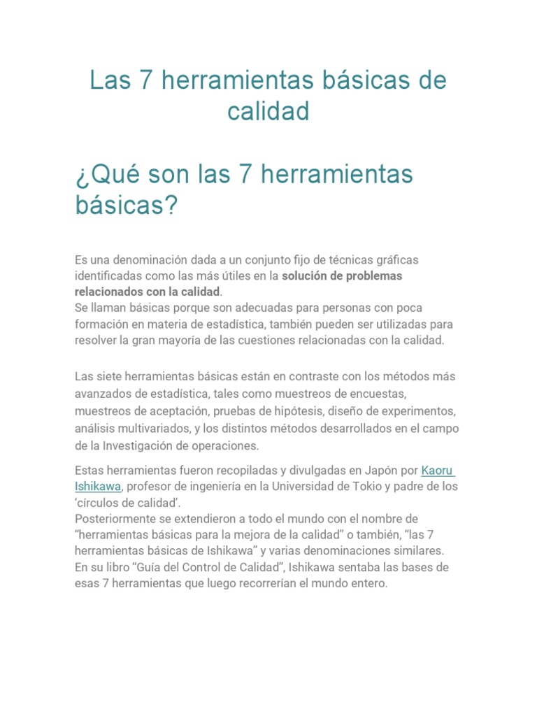 Las 7 Herramientas Básicas de Calidad | PDF | Histograma