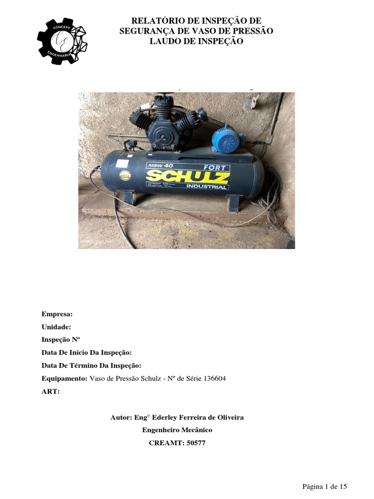 Relatório Vaso de Pressão | PDF | Pressão | Mecânica de continuidade