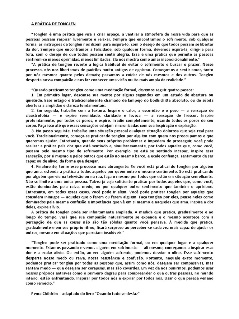 A Prática de Tonglen | PDF | Sentimento | Dor