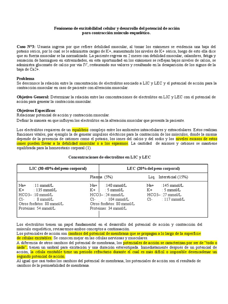 Concentraciones de Electrolitos en LIC y LEC Lic (LEC (20% Del Peso Corporal) | PDF | Potencial ...