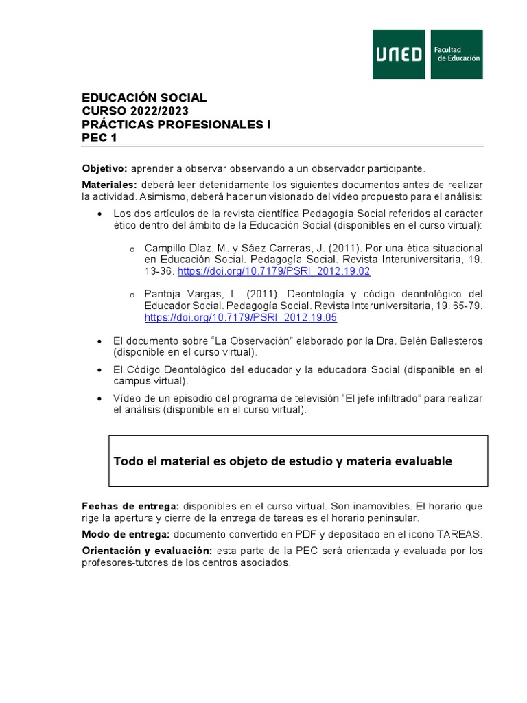 Enunciado ED SOCIAL de La PEC1 2022 2023 | PDF | Juegos y actividades ...