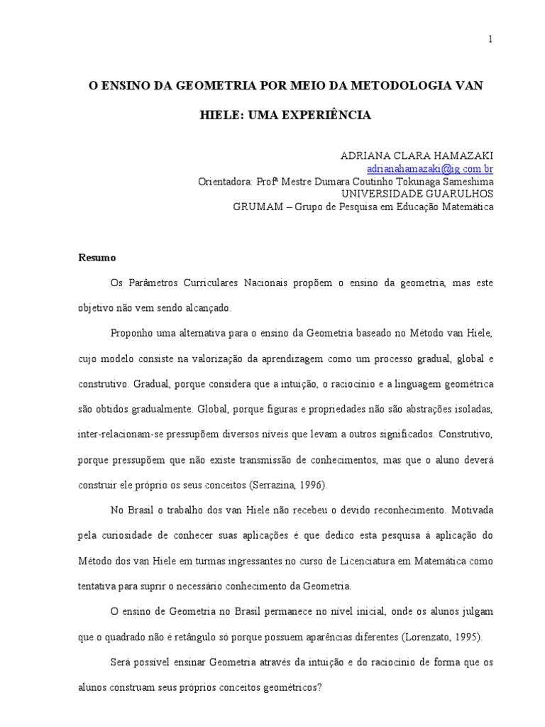 Teoria de Van Hiele | PDF | Geometria | Triângulo