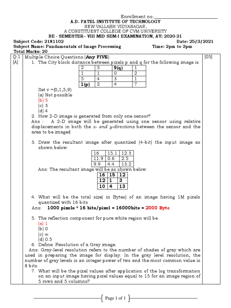 Mid I Questionpaper Solution FIP | PDF