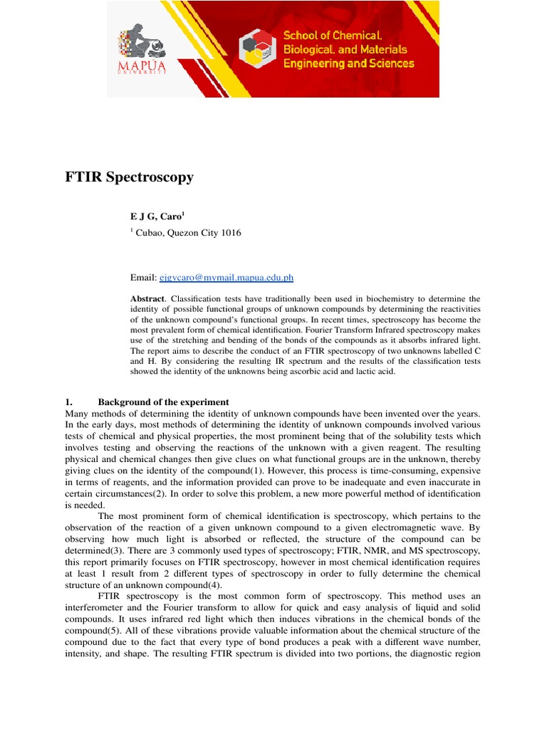 CARO - BE145L - A21 - Experiment 4 Final Report | PDF | Infrared Spectroscopy | Organic Chemistry