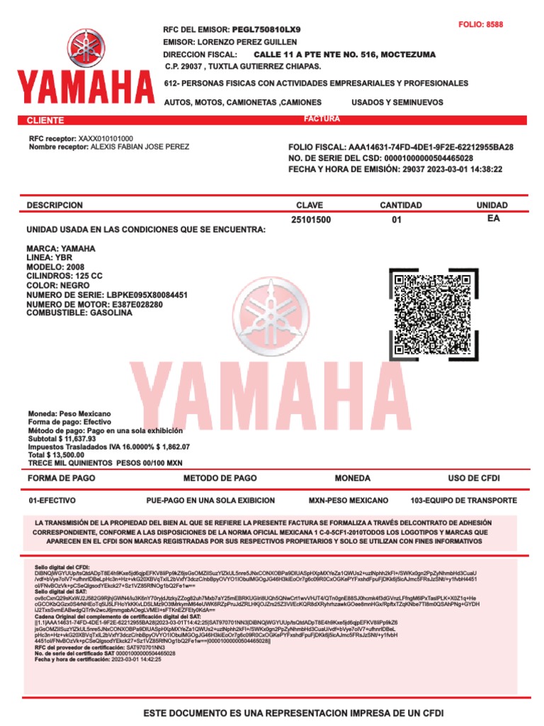 Cliente: Factura | PDF | Vehículo de motor | Vehículos