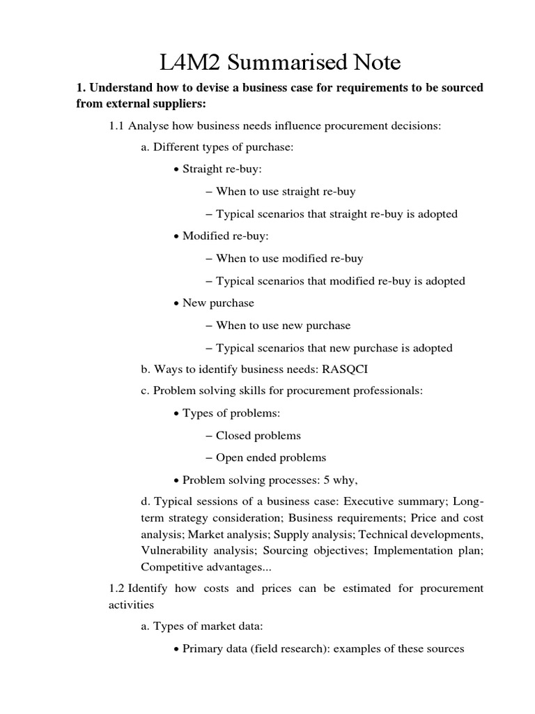 L4M2 Summarised Note Revised | PDF