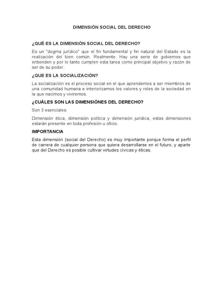 Dimensión Social del Derecho y su Importancia | PDF | Crecimiento ...