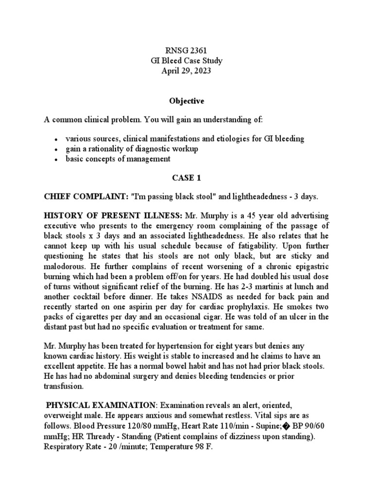 GI Case Studies-Student | PDF | Stomach | Constipation