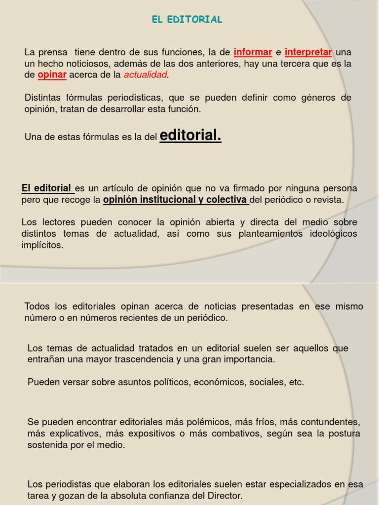 6. Estructura y Como Elaborar El Editorial | Periódicos | Editorial