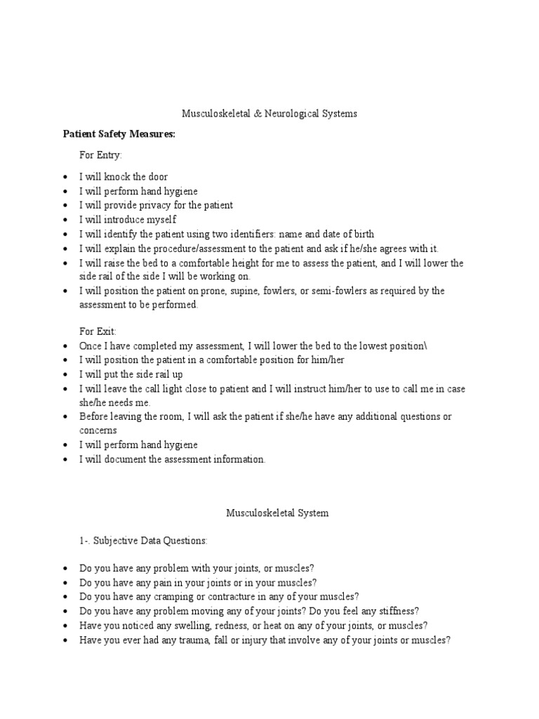 CheckOff Musculoskeletal & Neurological Systems | PDF | Anatomical ...