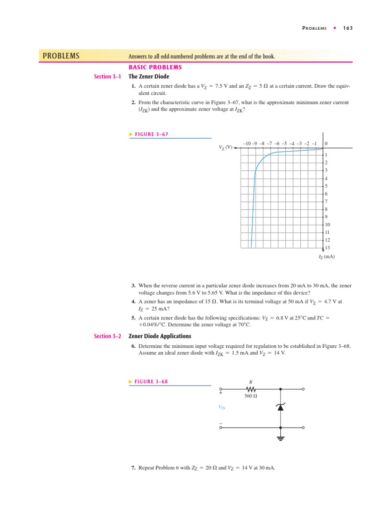 Zener Diode Voltage and Impedance Problems | PDF | Diode | Electrical ...