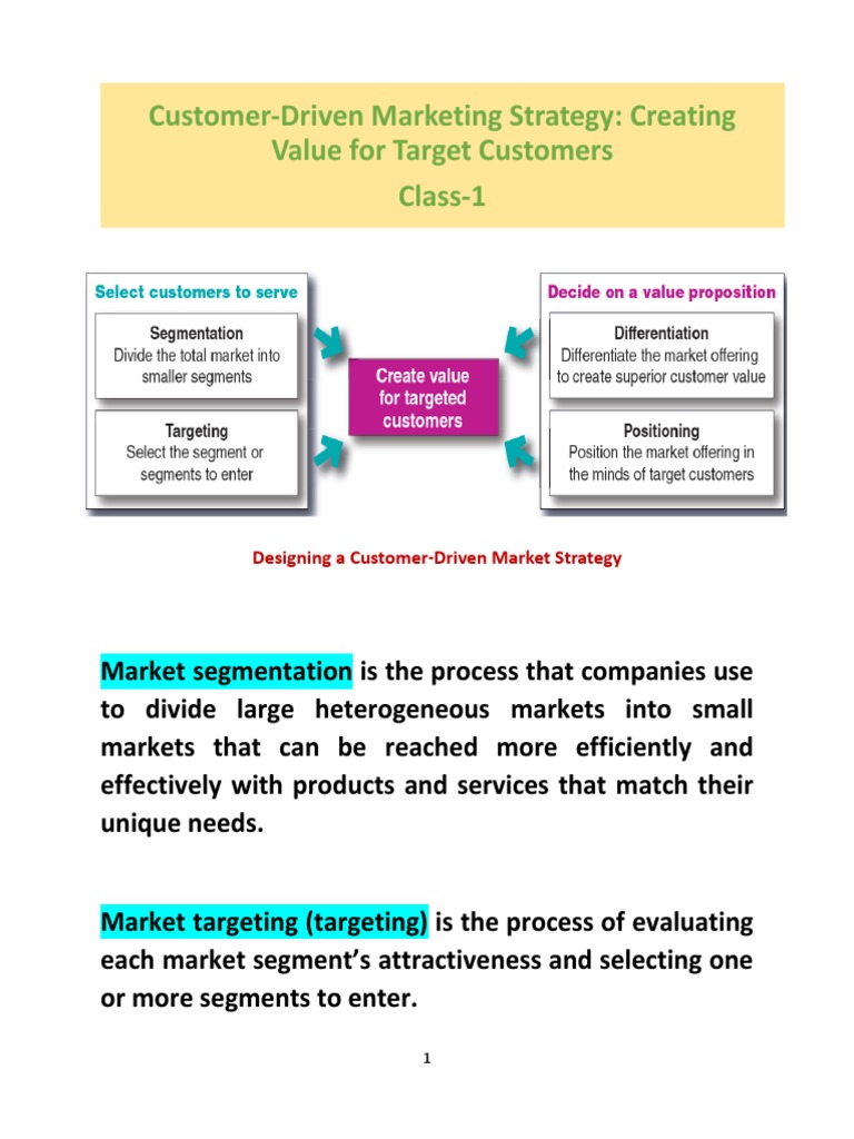 Customer-Driven Marketing Strategy: Creating Value For Target Customers Class-1 | PDF ...