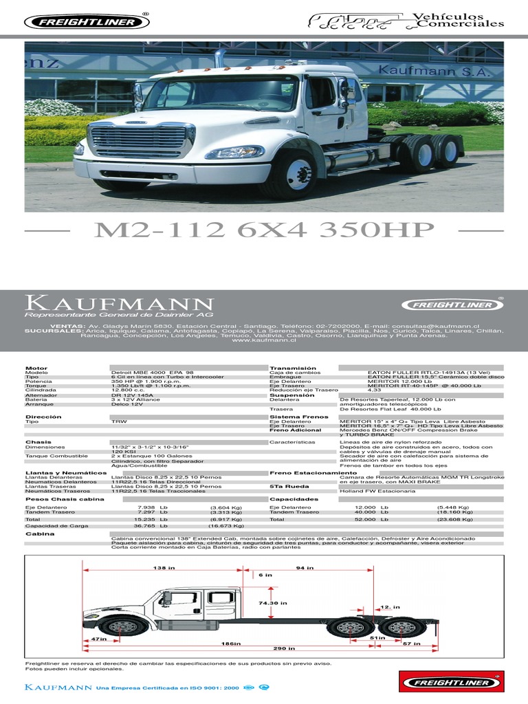 FICHA m2 - 112 - 350hp | PDF | Eje | Neumático