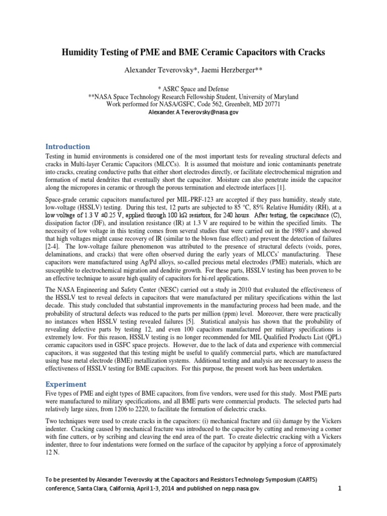 2014 Teverovsky Paper CARTS HumidityTesting n281 | PDF | Capacitor ...