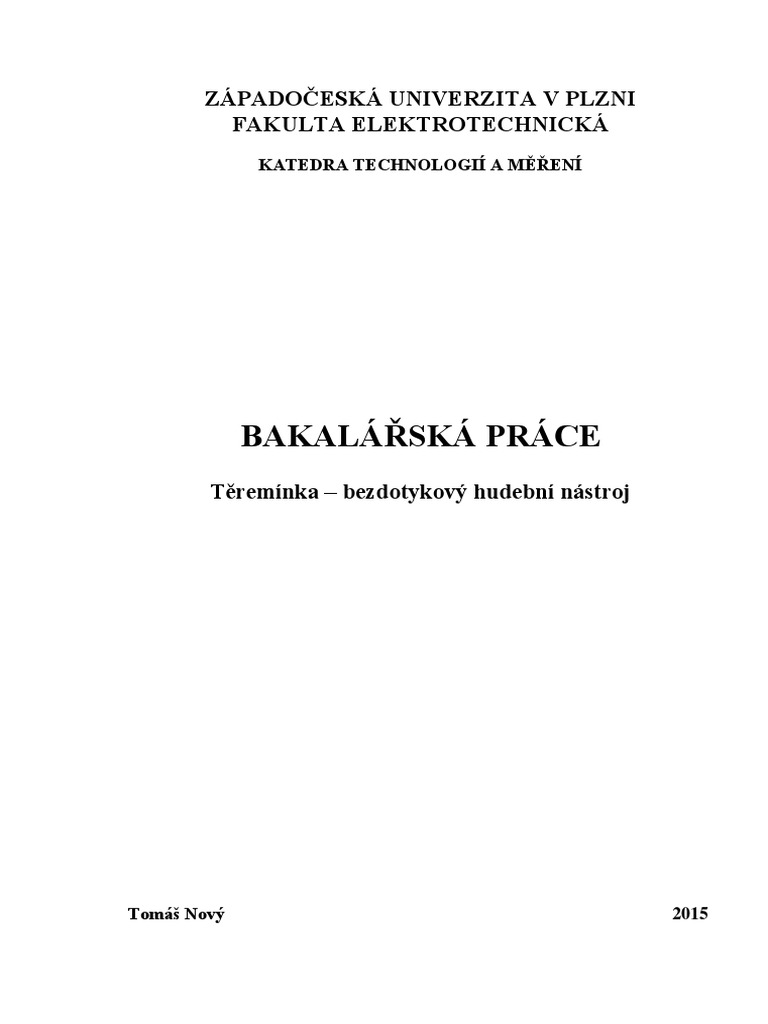 Theremin Bakalarska Prace Tomas Novy 2015 | PDF