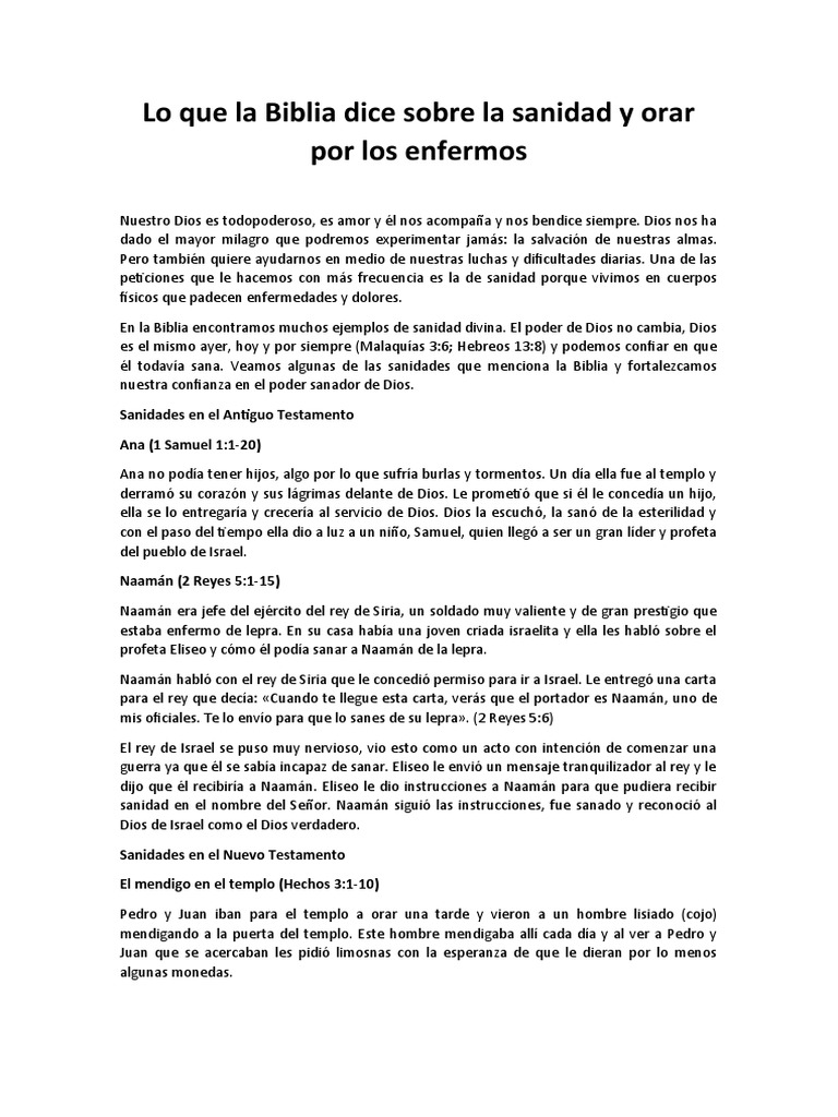 Lo Que La Biblia Dice Sobre La Sanidad y Orar Por Los Enfermos | PDF | Jesús | Evangelio de Mateo