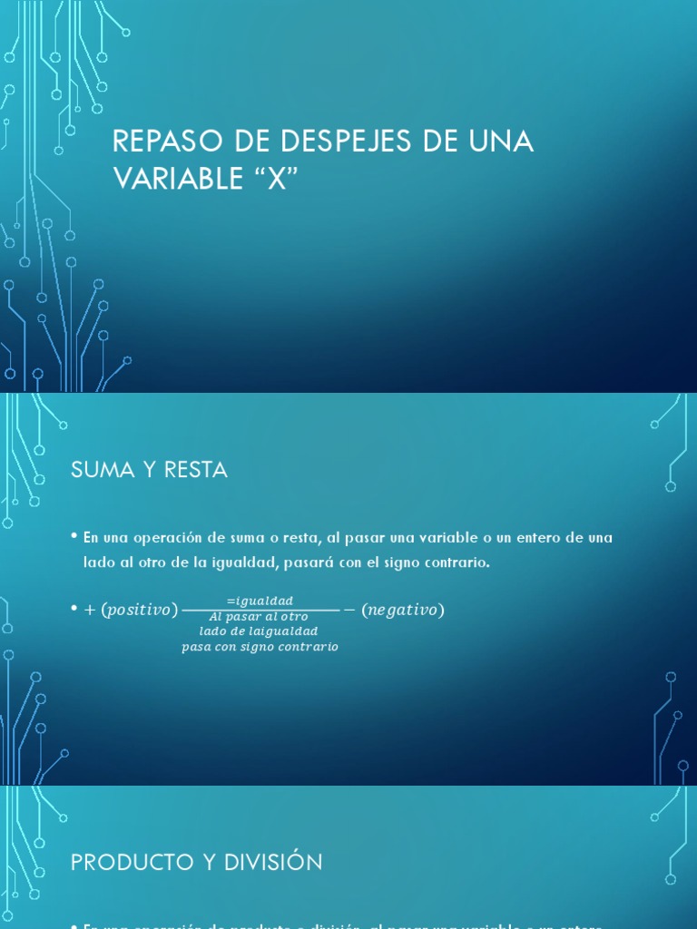 Repaso De Despeje De X Y Ley De Signos Pdf Multiplicación