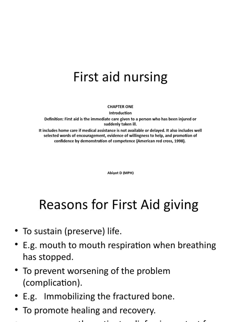 First Aid Essentials for Nursing Students | PDF | First Aid ...