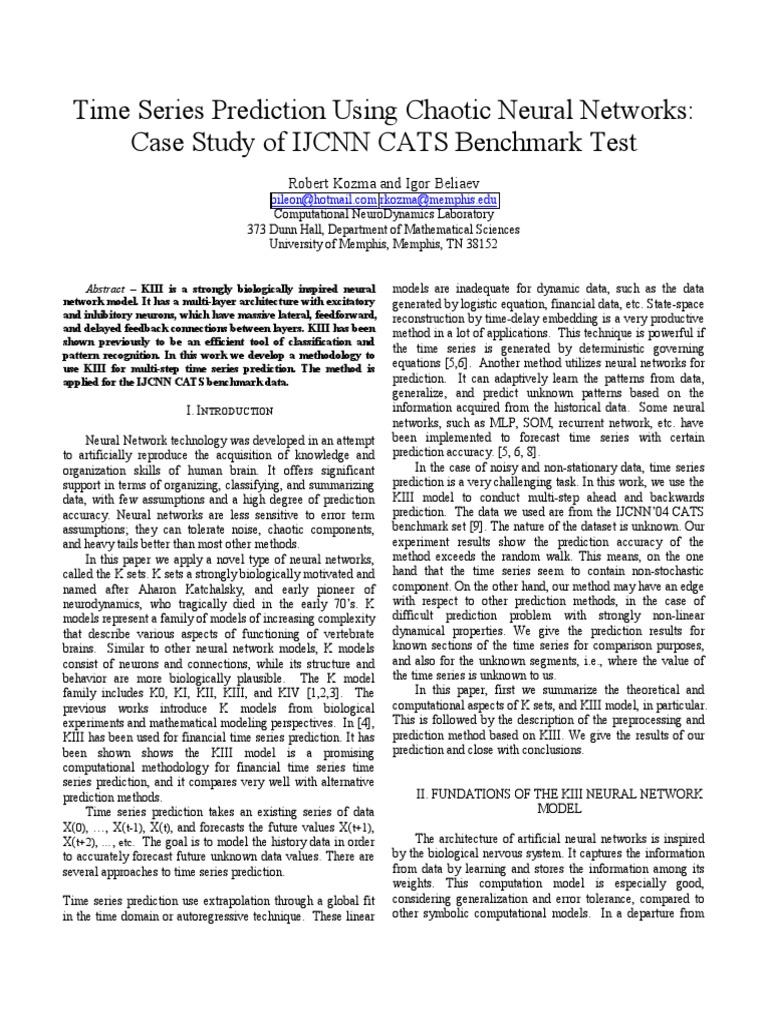 2004 Time Series Prediction Using Chaotic Neural Networks Pdf