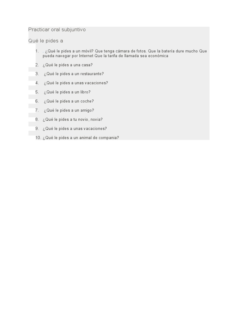 Practicar Oral Subjuntivo Qué Le Pides A | PDF