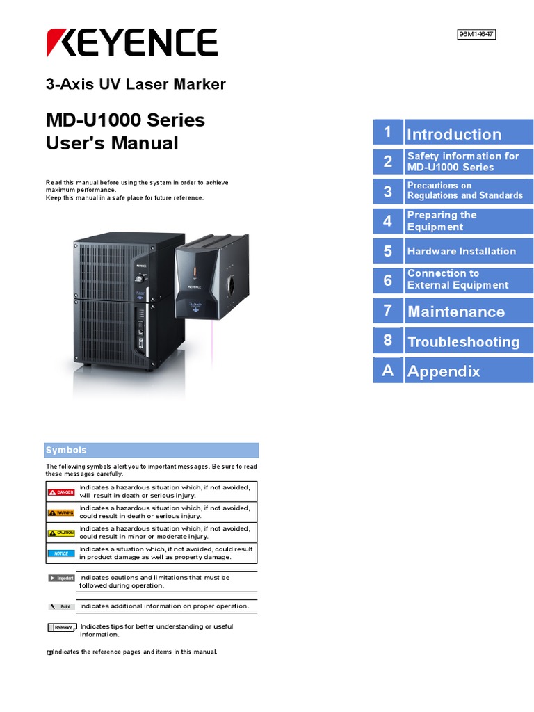 MD-U1000 Series User's Manual: 3-Axis UV Laser Marker | PDF | Laser | Physical Sciences