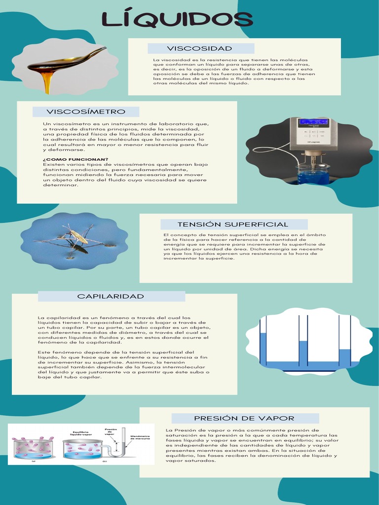 Infografía de propiedades de los líquidos y solidos | PDF