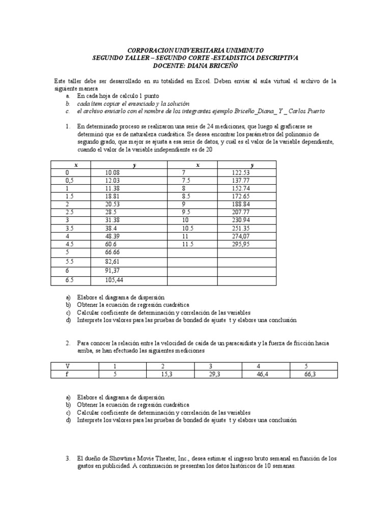 Taller Regresion Multiple y Cuadratica | PDF | Análisis de regresión | Carrera