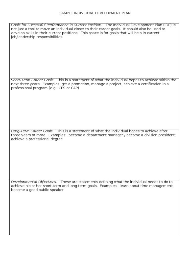 Individual Development Plan Sample | PDF