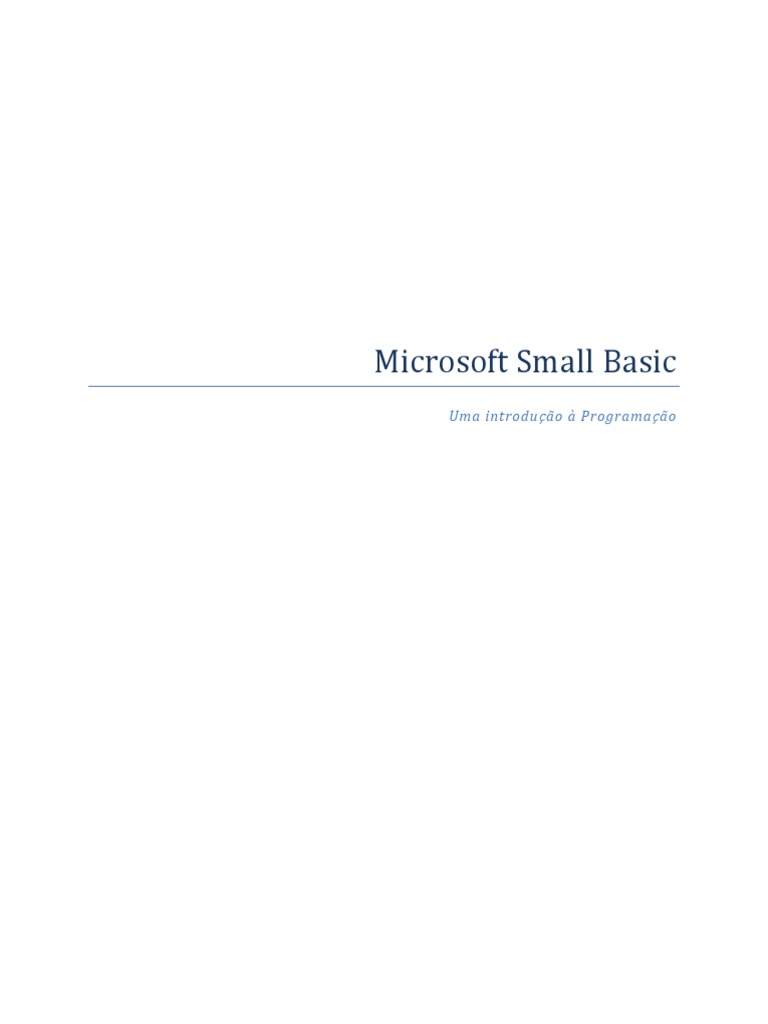 - Microsoft Small Basic. Uma introdução à Programação | PDF | Basic ...