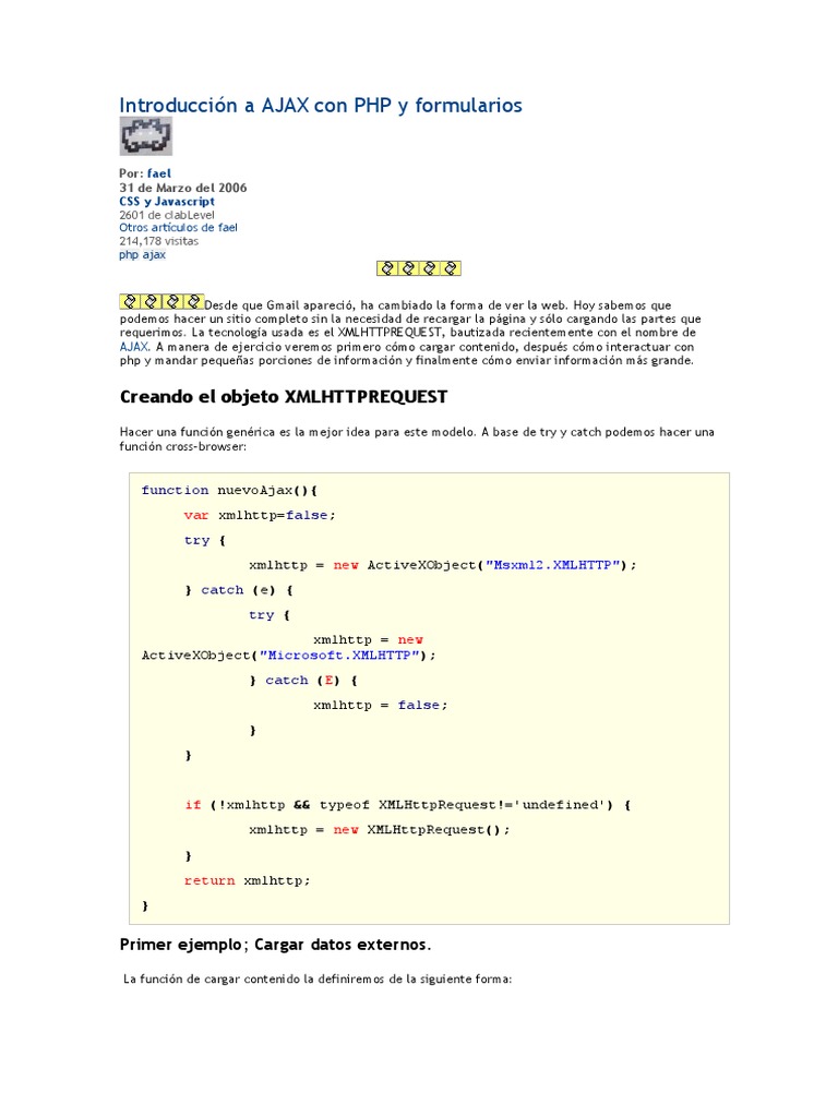 Introducción A AJAX Con PHP y Formularios | PDF | Ajax (Programación) | Php