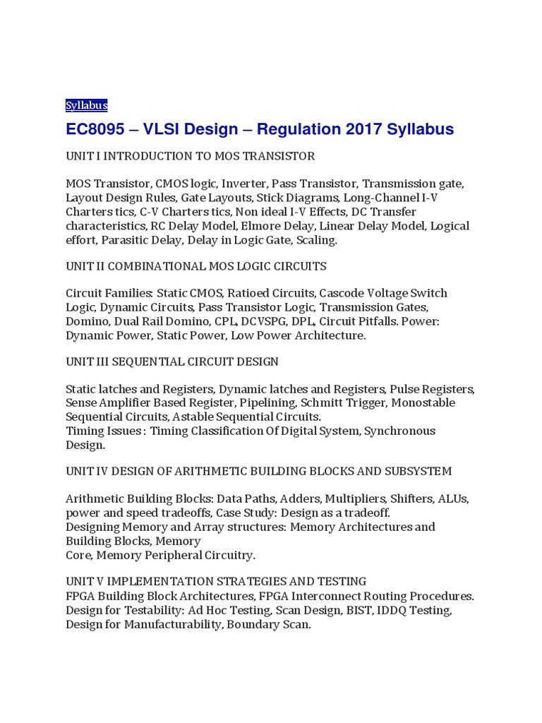 ec8095 vlsi Syllabus | PDF