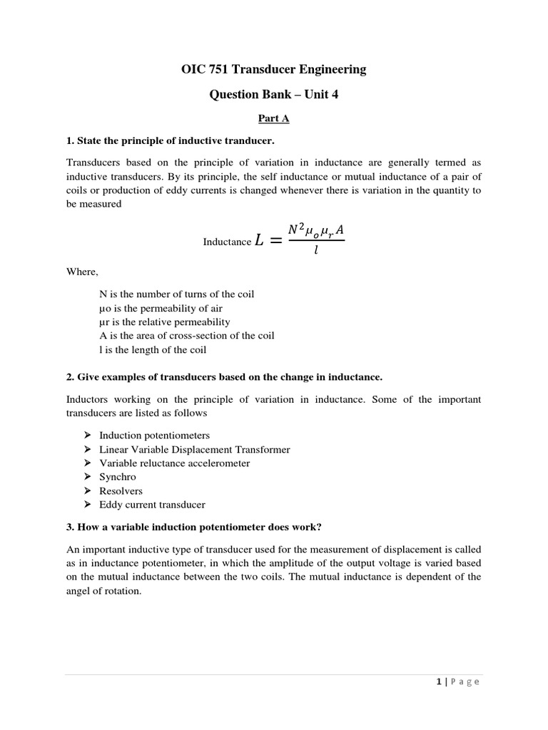 Question Bank - Unit IV | PDF | Capacitor | Inductance Question Bank - Unit IV | PDF | Capacitor | Inductance