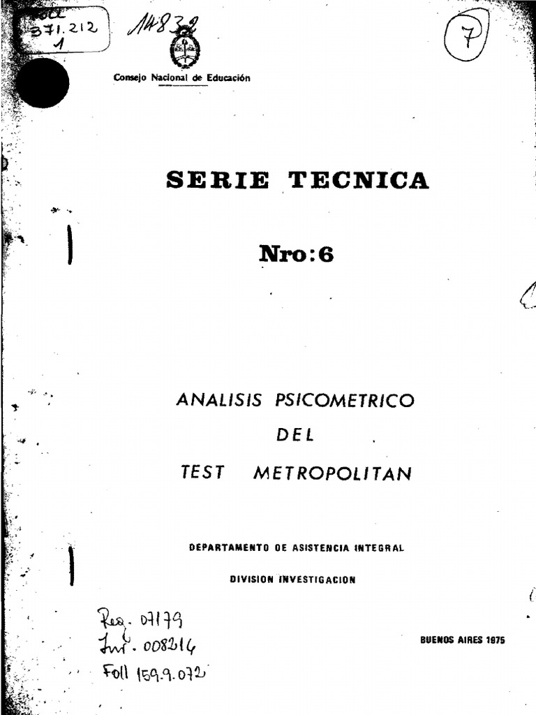 Análisis Psicométrico del Test Metropolitan | PDF
