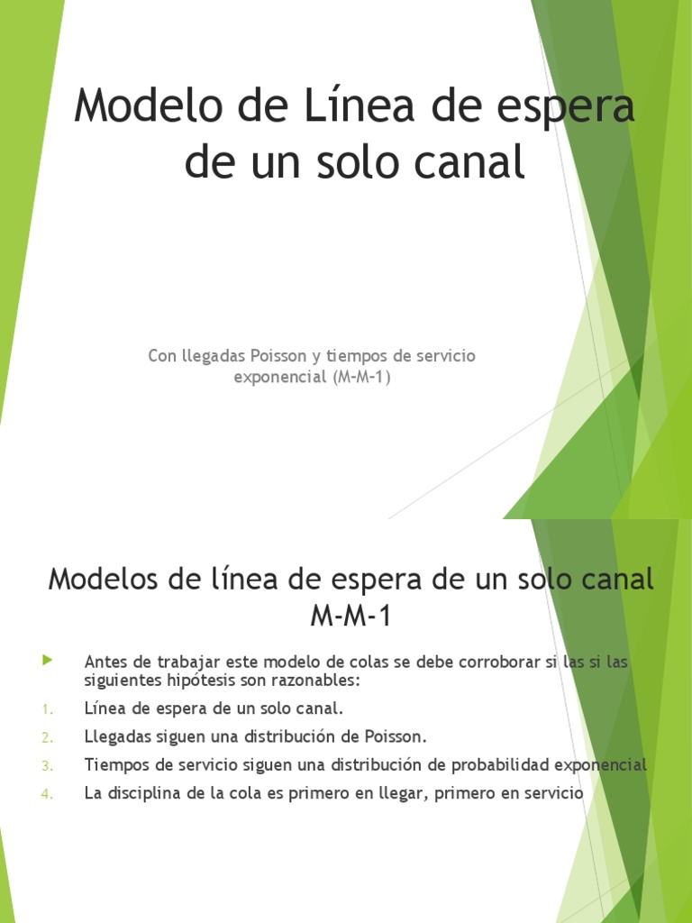 Modelo de Línea de Espera de Un Solo Canal: Con Llegadas Poisson y Tiempos de Servicio ...