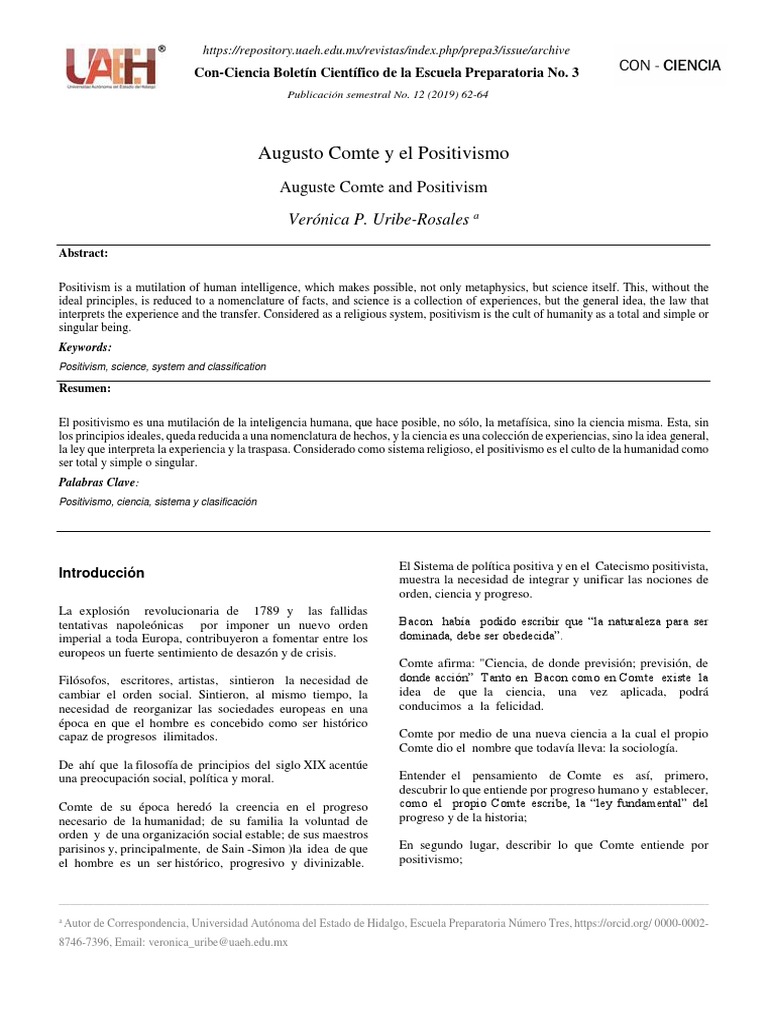 La ley fundamental del progreso humano según Auguste Comte: La teoría ...