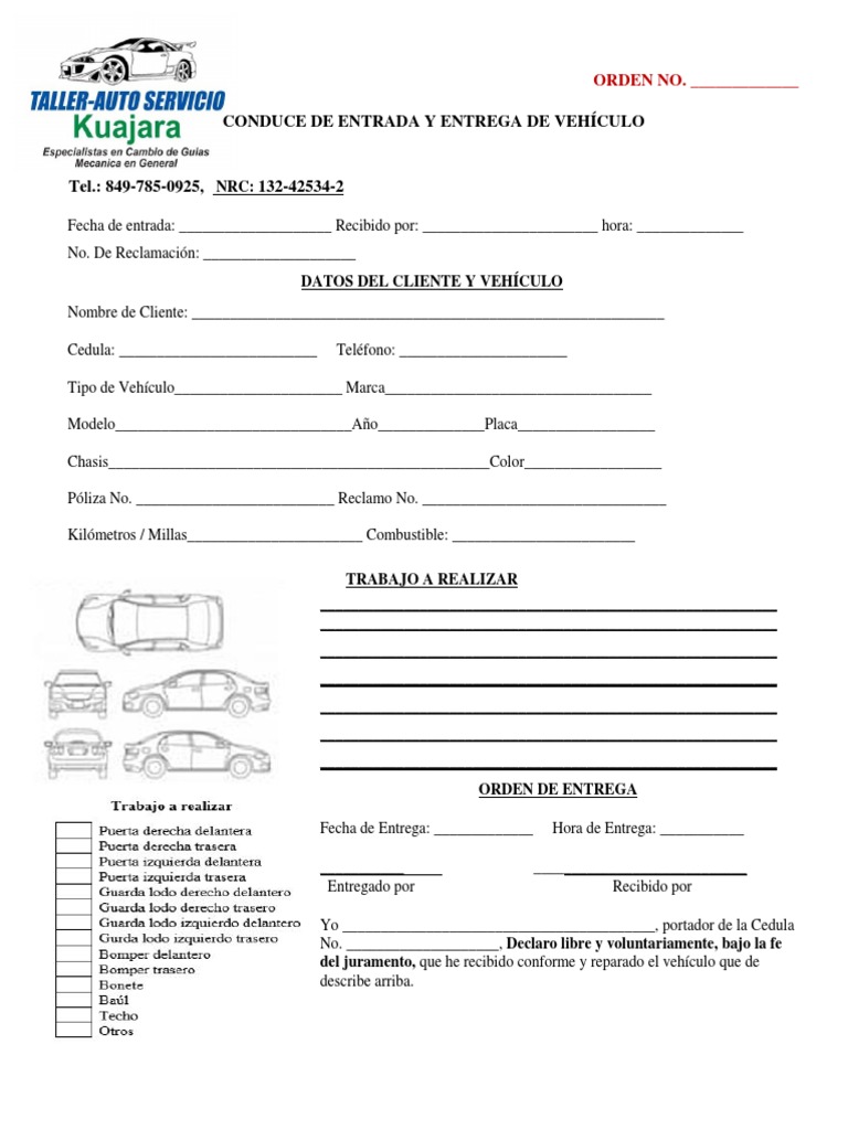 Conduce de Entrada y Entrega de Vehículo | PDF | Finanzas y dinero