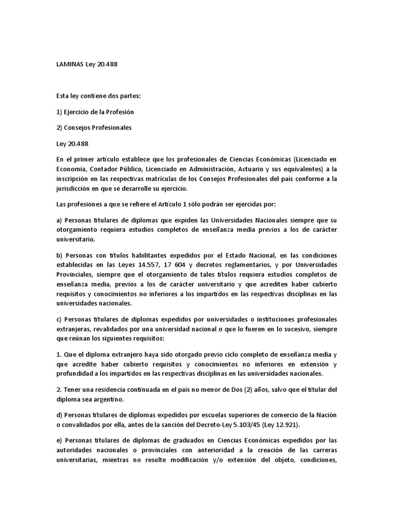 LAMINAS Ley 20488 5051 y Mod | PDF | Contabilidad | Contador