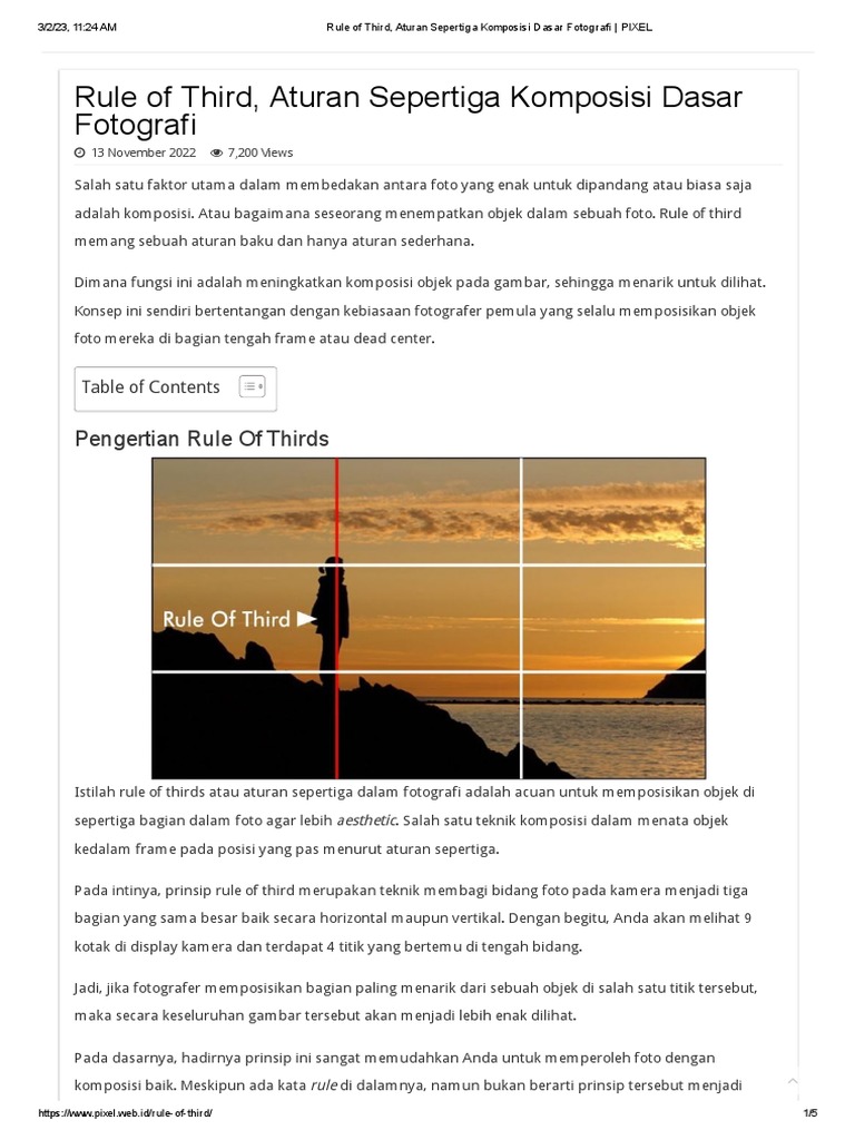 Aturan Sepertiga Komposisi Fotografi | PDF