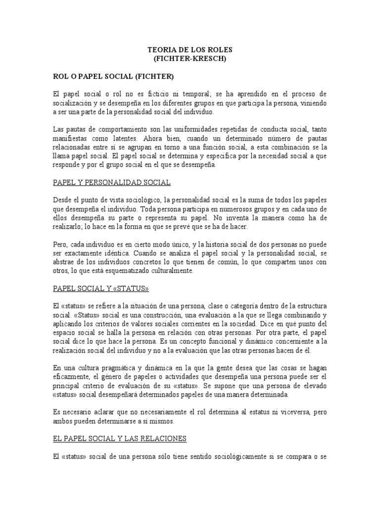 Rol Social | PDF | Estatus social | Sociedad