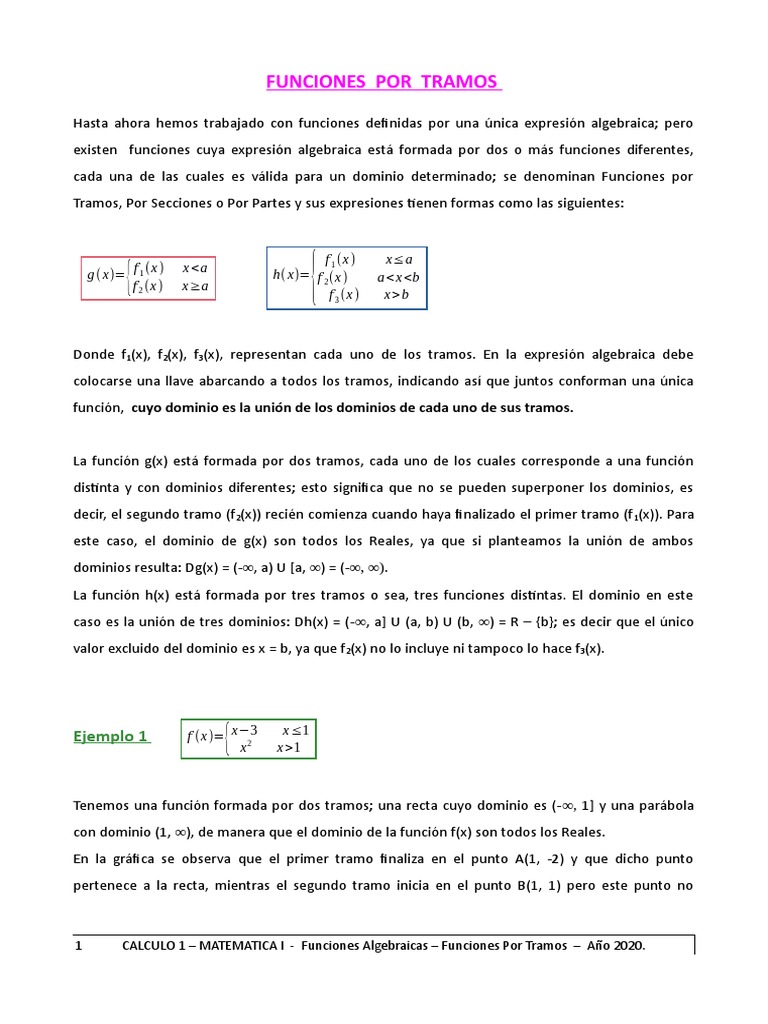 04 - Funciones Por Tramos y Algebraicas | PDF | Función (Matemáticas) | Raíz cuadrada