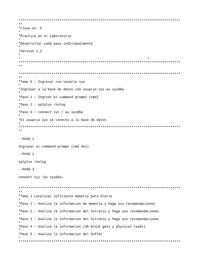 DBDD - Clase 5 - Scripts Practicos - Afinamiento Del Rendimiento | PDF | Informática | Gestión ...