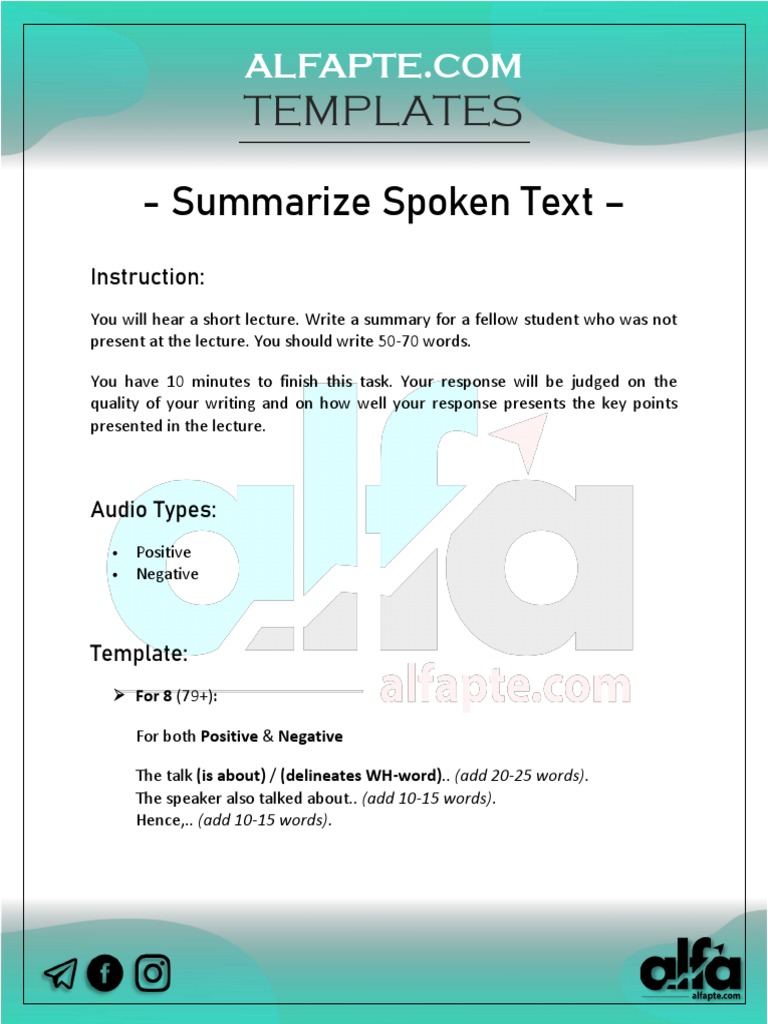 Templates: - Summarize Spoken Text | PDF