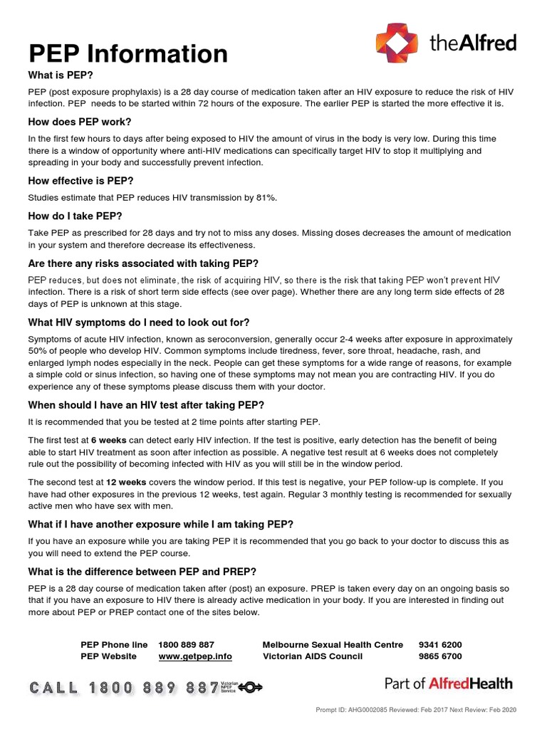 PEP Information | PDF | Hiv/Aids | Hiv