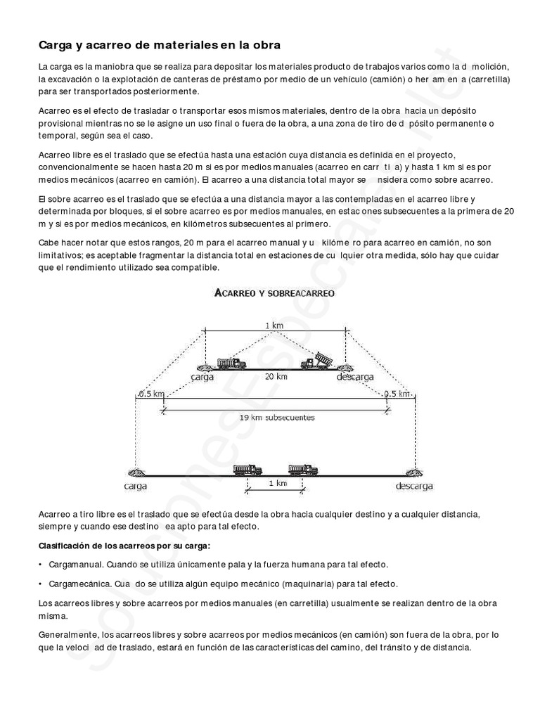Carga y Acarreo de Materiales en La Obra | PDF