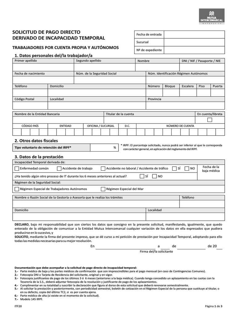 Solicitud de Pago Directo Derivado de Incapacidad Temporal | PDF