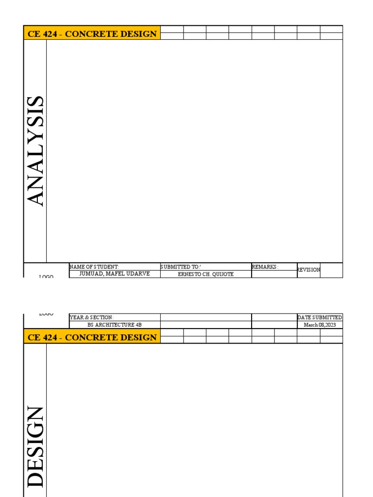 Ce 424 - Concrete Design: Jumuad, Mafel Udarve | PDF | Art | Science ...