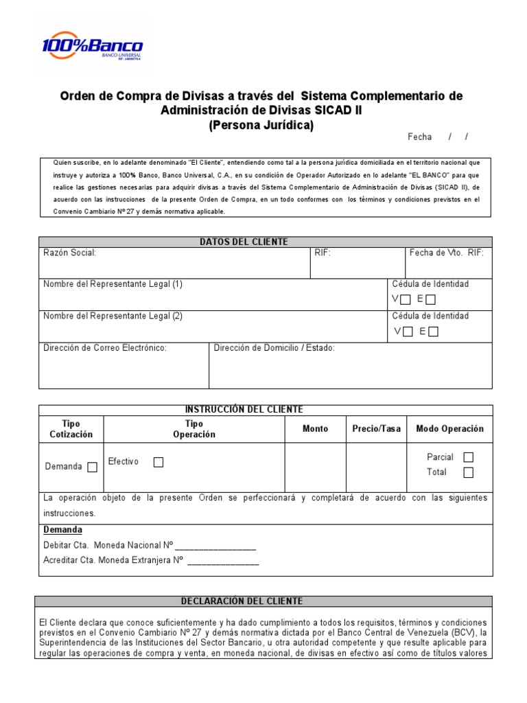 Orden de Compra de Divisas SICAD II | PDF | Bancos | Moneda