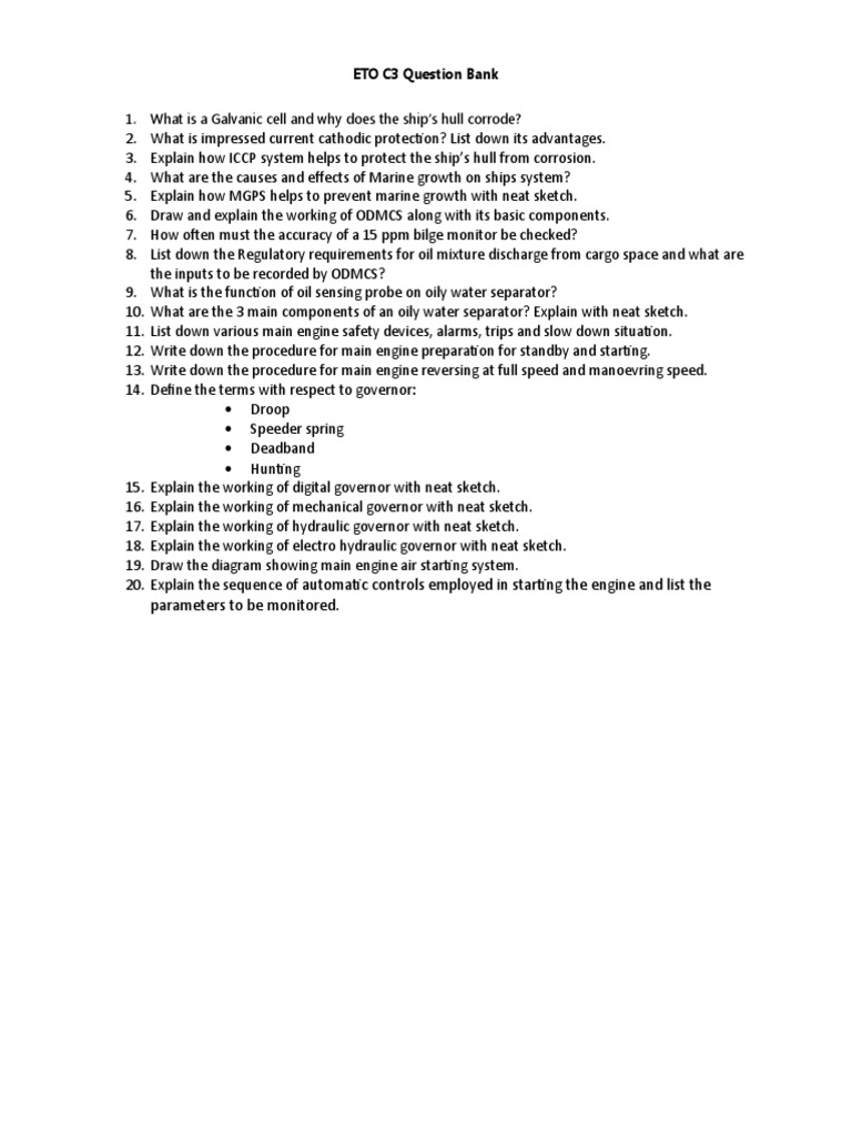 ETO C3 Question Bank | PDF