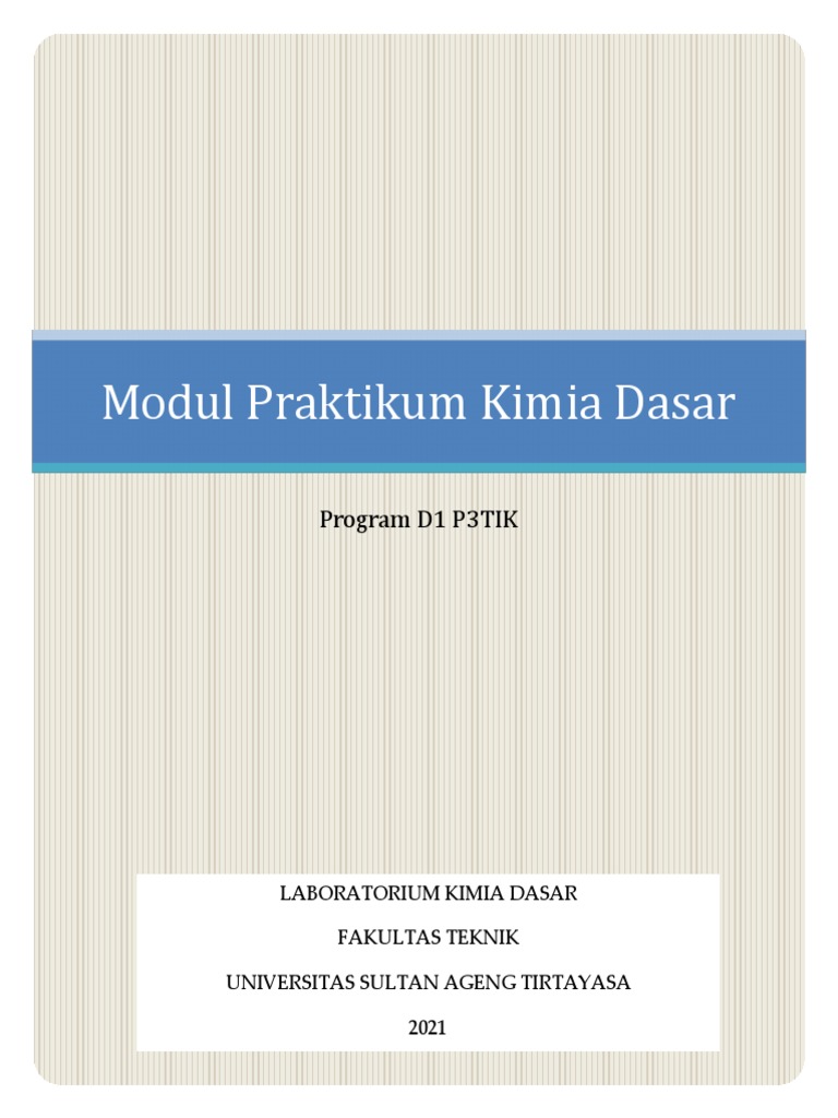 Modul Praktikum Kimia Dasar D1P3TIK | PDF